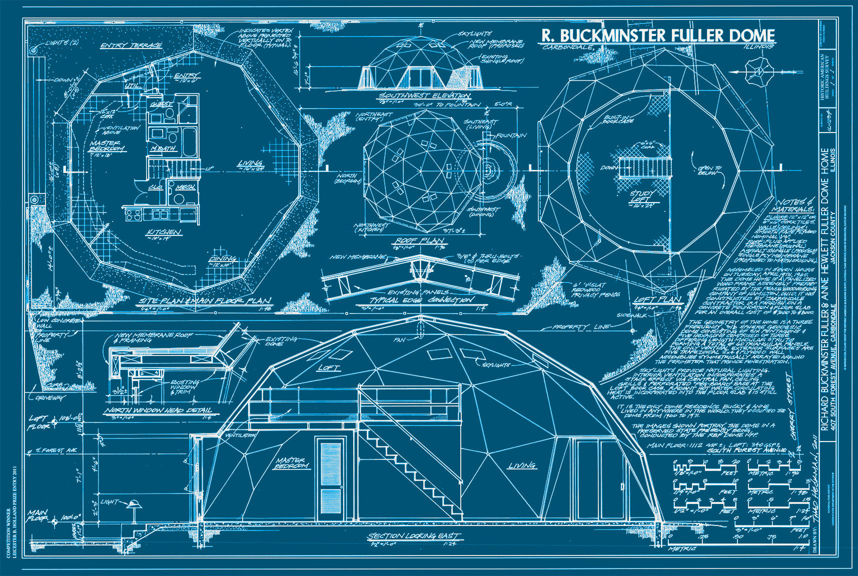 Print Collection - Buckminster Fuller Dome Drawings