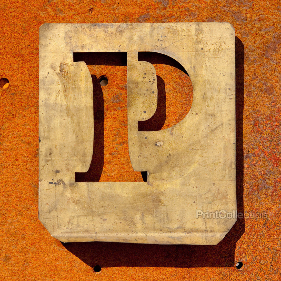 Print Collection - Letter "P" Copper Type Stencil
